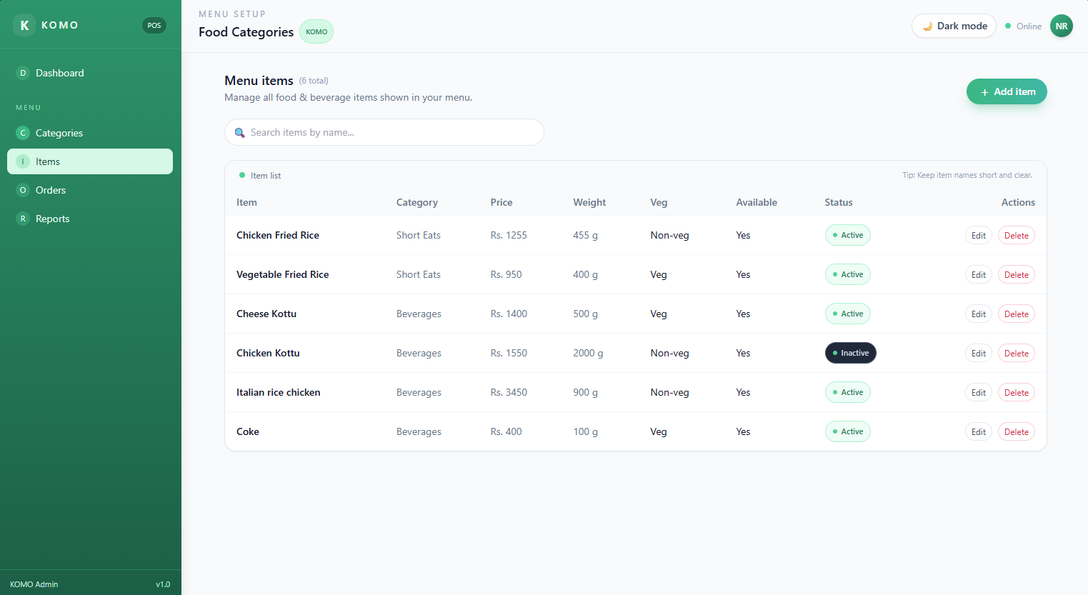KOMO – Smart Restaurant Management & POS System